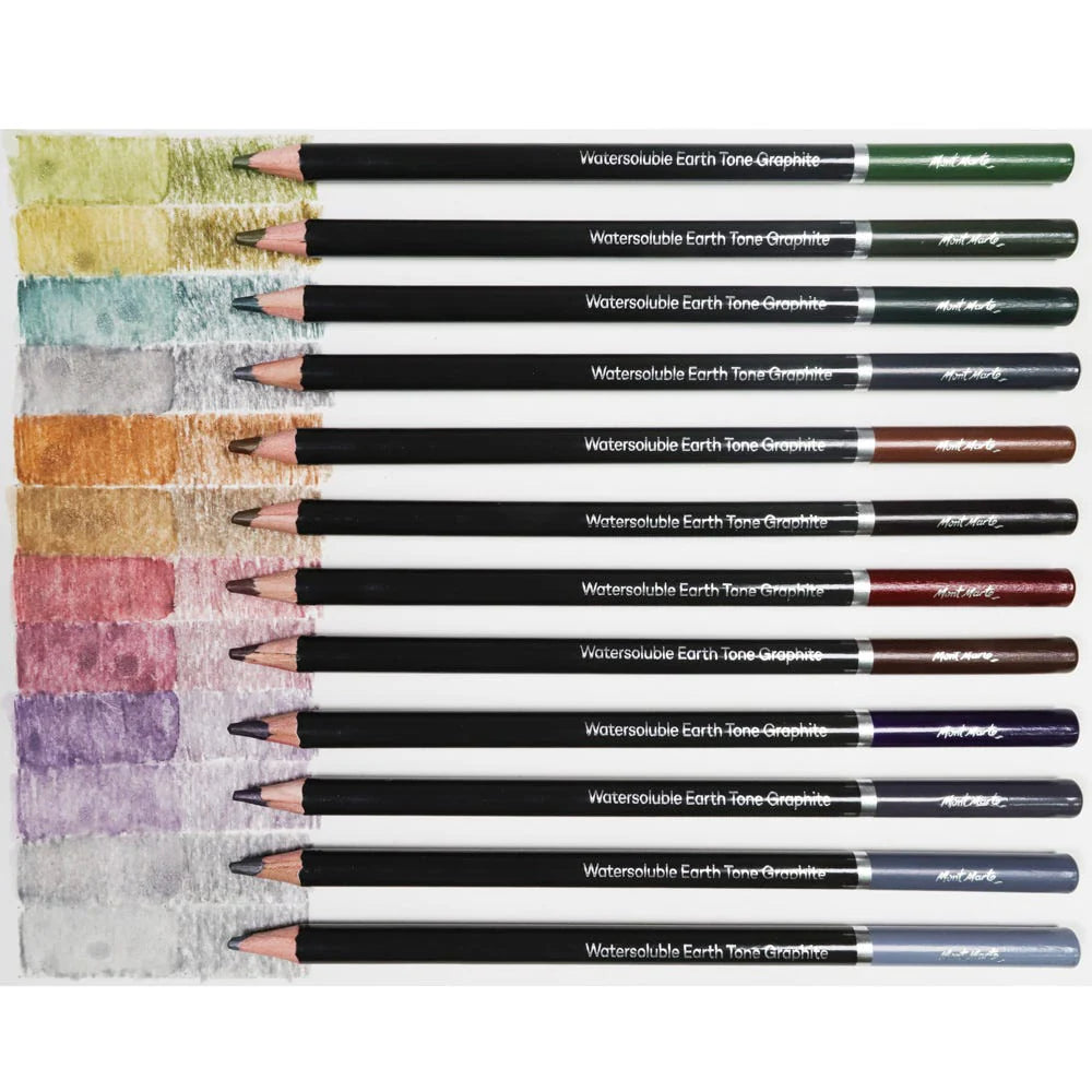 Mont Marte Watersoluble Earth Tones Coloured Graphite Pencils Signatur ...